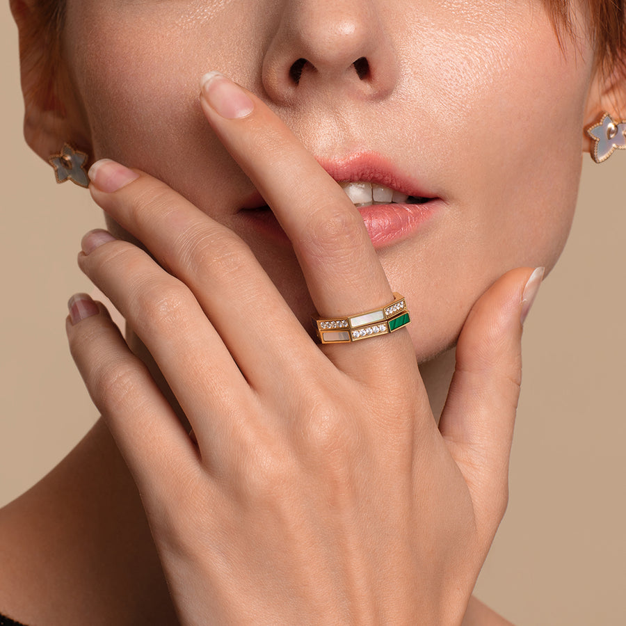 Octagon Ring with Multi Gemstone - Lola Rose Jewellery